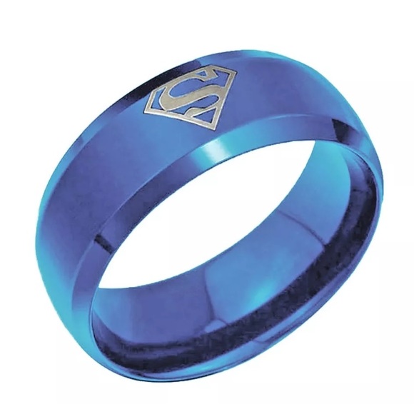 Accessories | Blue Superman Logo Titanium Steel Ring | Poshmark